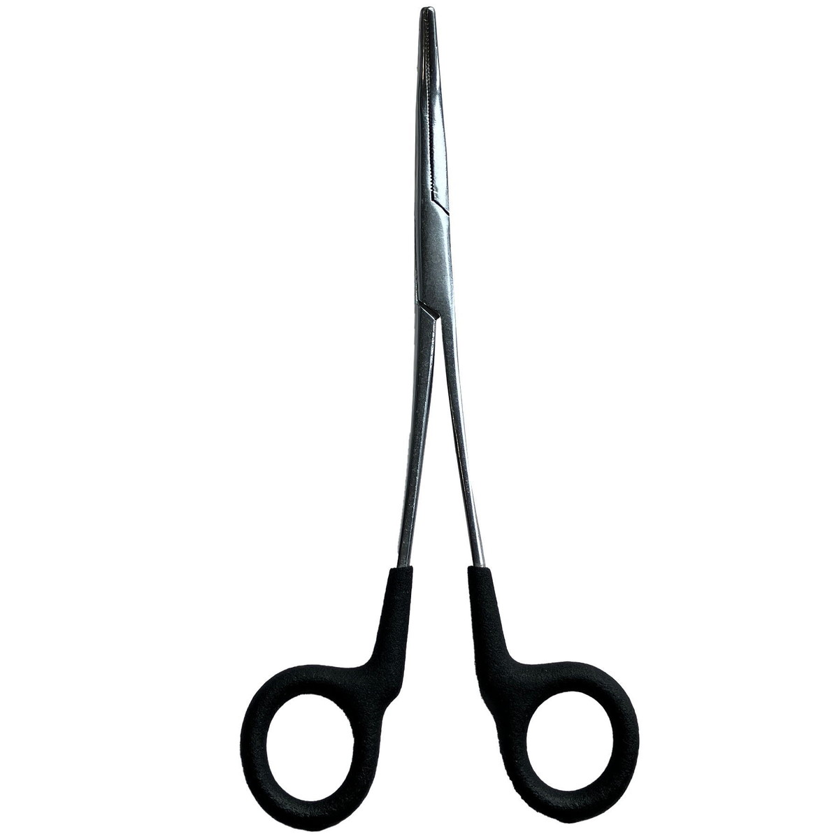 イカ墨の除去の決定版！ストッパーレスで手返しUP・ストッパーレス仕様・滑りにくいラバーグリップ・墨袋を掴みやすい先曲がりタイプ・サビに強いステンレス製●全長：18cm●自重：55g