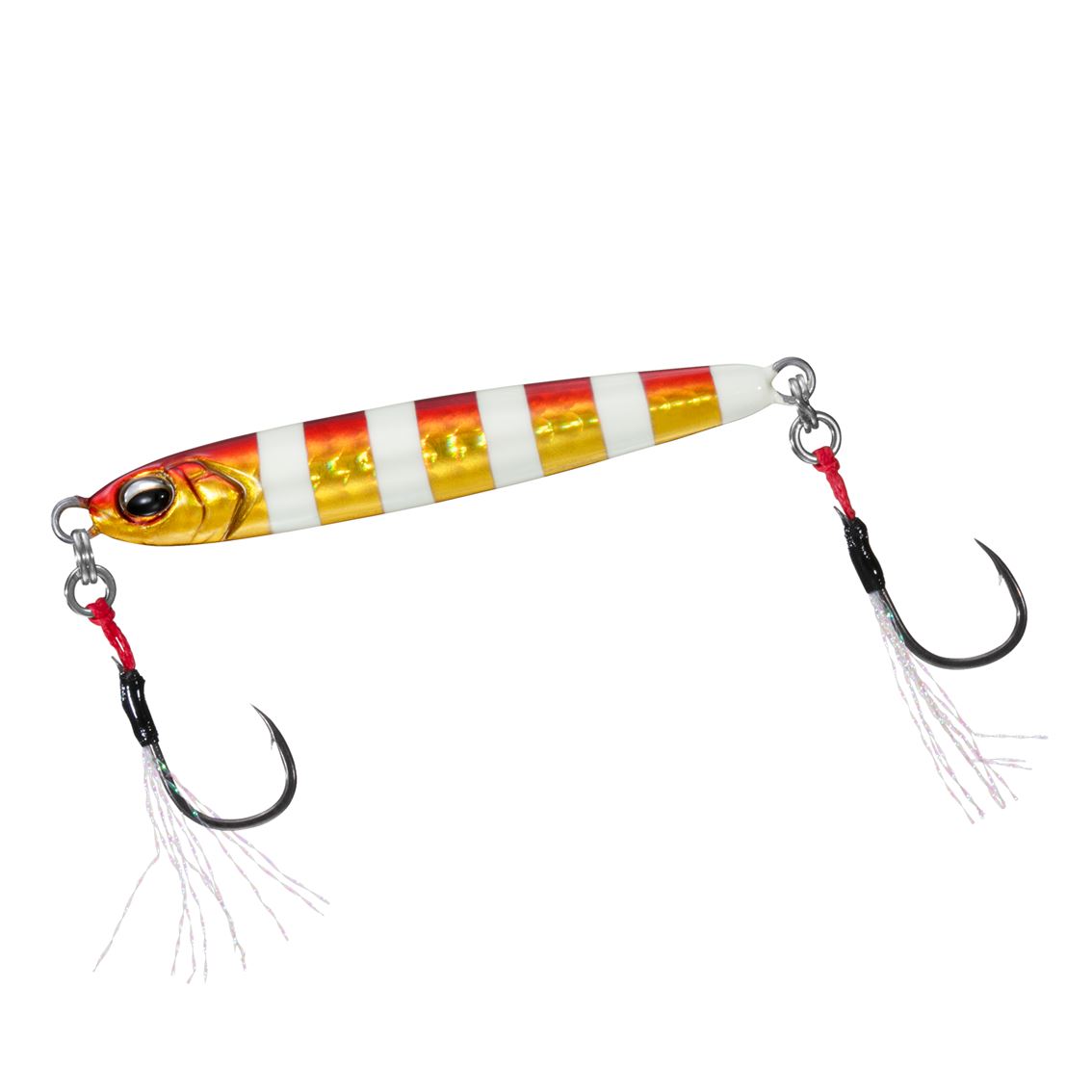 弱ったベイトを演出。フォール時間の長さにこだわった青物・根魚爆釣ジグ！青物のアタックにより弱ったベイトフィッシュが、海底に沈んでいく様子をイミテート。重心は若干フロント寄りにしている為、フォール時は、スムーズに水平姿勢へ移行。滞空時間の長い...