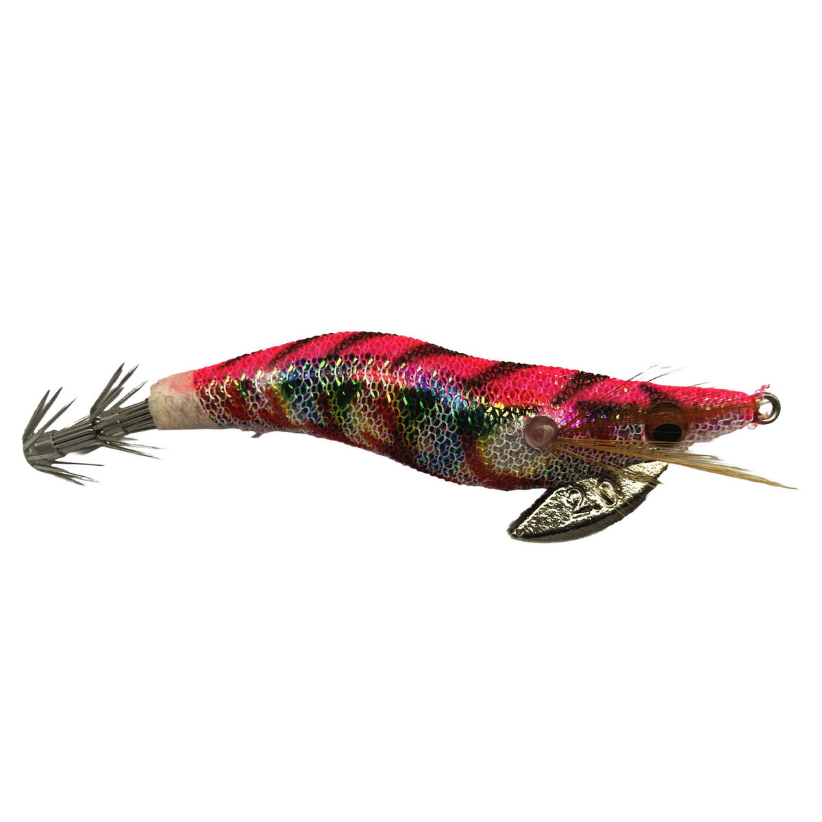 ジャークでダート！逃げ惑うダートで誘う。・ロッドアクションがダイレクトに伝わるアイ。・水切れが良く、チューニング可能なシンカー。・フッキングが良くバレにくい細軸フック。・リアルアイ搭載。●カラー：ピンクマーブル●サイズ：2.0号●自重(g)：7