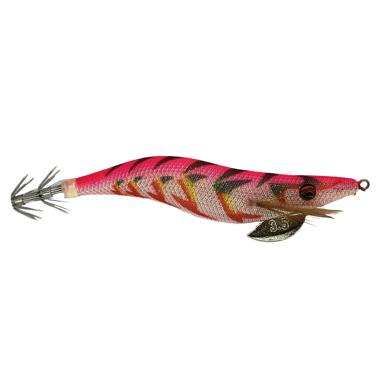 ジャークでダート！逃げ惑うダートで誘う。・ロッドアクションがダイレクトに伝わるアイ。・水切れが良く、チューニング可能なシンカー。・フッキングが良くバレにくい細軸フック。・リアルアイ搭載。●カラー：ケイムラピンク●サイズ：3.5号●自重(g)：20