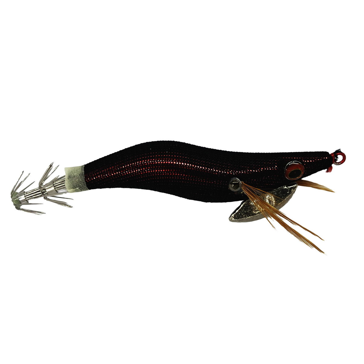 ジャークでダート！逃げ惑うダートで誘う。・ロッドアクションがダイレクトに伝わるアイ。・水切れが良く、チューニング可能なシンカー。・フッキングが良くバレにくい細軸フック。・リアルアイ搭載。●カラー：オールブラック●サイズ：2.0号●自重(g)：7