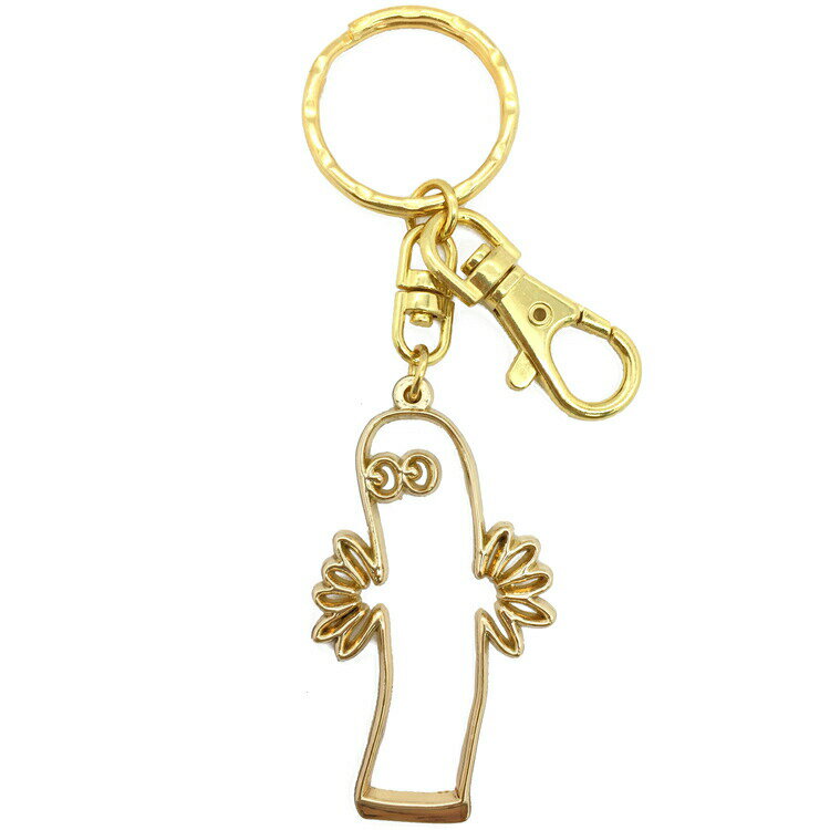 商品仕様線で表現されていて、シンプルなデザイン！カジュアルなリュックからフォーマルなバッグまで合わせやすいゴールドのキーホルダーです。 【サイズ】キャラクター部分：約H5.56×W3.3cm 【素 材】亜鉛合金 【原産国】中国特記事項※画像...