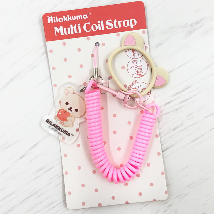 商品仕様【サイズ】 パッケージ：約H160×W80×D15mm ストラップの長さ：約H12.5×W10mm 【素材】EVA、シリコーン、アクリル、真鍮、ポリエステル、亜鉛合金、鉄 【特長】 ・コイル部分を手首に通してスマホ保持のサポートとし...