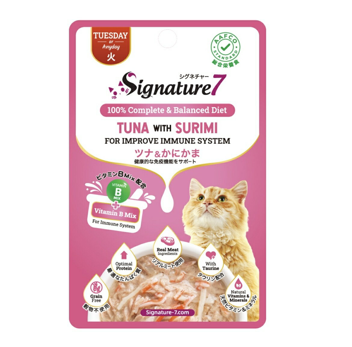 商品情報名称キャットフード（ツナ＆かにかま）内容量50g原材料・材質ツナ、水、かにかま、大豆油、ビタミン・ミネラル類（第三リン酸カルシウム、塩化コリン、塩化カリウム、塩化ナトリウム、硫酸マグネシウム、α-トコフェロール、酸化亜鉛、ニコチン酸...