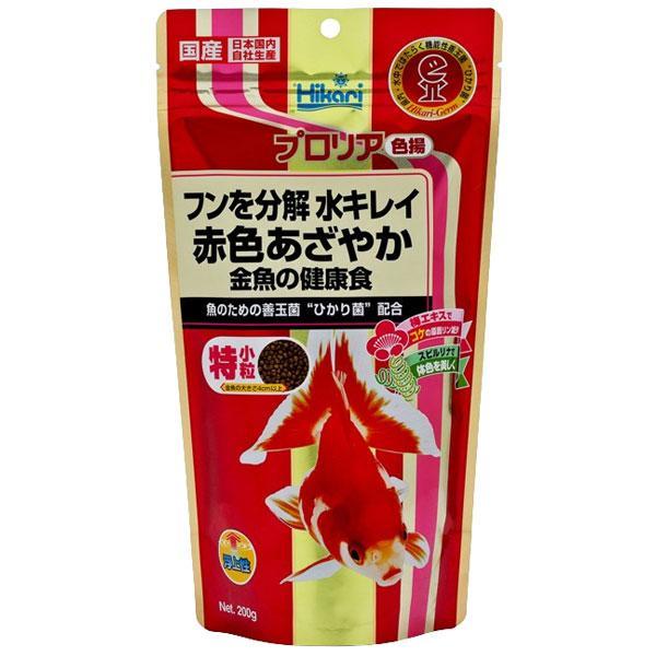 キョーリン プロリア 色揚 200g フンを分解 水キレイ 赤色あざやかな金魚の健康食 ひかり菌の効果で、水槽やフィルターの中でフンの分解を促進。 また「梅エキス」がコケの原因となるリンの排泄を抑制します。 ---対象--- 金魚（4cm以...
