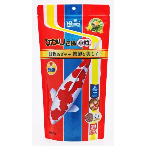 キョーリン ひかり色揚 小粒 300g 錦鯉の緋色を鮮やかにするスピルリナを配合した、完全栄養食。 色揚げ成分スピルリナを配合した色揚げ飼料で、 錦鯉の白地を美しく保ちながら色揚げ効果を発揮します。 ---対象--- 錦鯉（体長約10cm以...