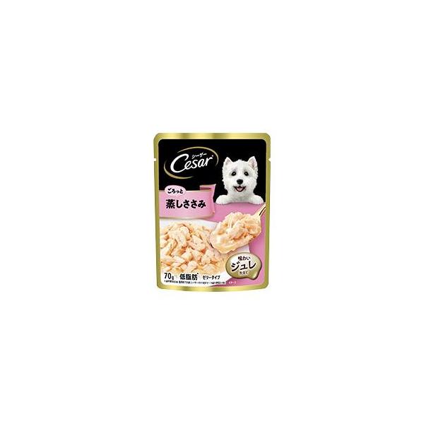 マースジャパン 　シーザーパウチ ごろっと蒸しささみ 70g ・賞味期限：2026年05/18 シーザー（Cesar）犬用 パウチ 成犬用 蒸しささみは、おいしくヘルシーに仕上げるため、 ささみを蒸して調理した「ヘルシーで美味しい毎日のお食...