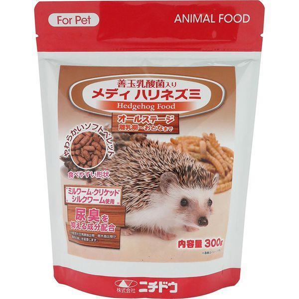 ニチドウ 　メディハリネズミ 300g ・賞味期限：2027年03/03〜05/07 ハリネズミの免疫を健康に保つマルチサプリメントフードです。 ハリネズミの食性を考慮し、サナギ粉とミルワーム粉、 コオロギ粉末、糖分としてトレハロースを配合...