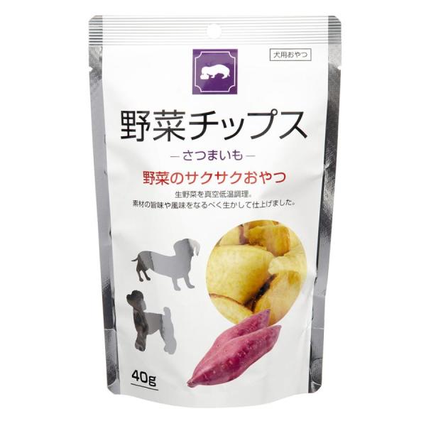 フジサワ 野菜チップス さつまいも 40g ペット用野菜チップスの自然派おやつ！ 生野菜を真空低温調理し、素材の旨味そのままに仕上げました！ サクサクとおいしい食感！ ---原産国--- 中国 ---原材料--- さつまいも、パーム油、麦芽...