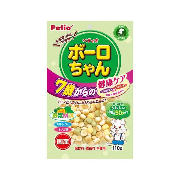 ペティオ 体にうれしい ボーロちゃん 7歳からの健康ケア 野菜Mix 110g ※中身に割れや欠けがある場合がございます。 関節の健康維持にグルコサミン・コンドロイチン配合。 からだにうれしい砂糖50%オフ (当社「体にうれしい ボーロちゃ...
