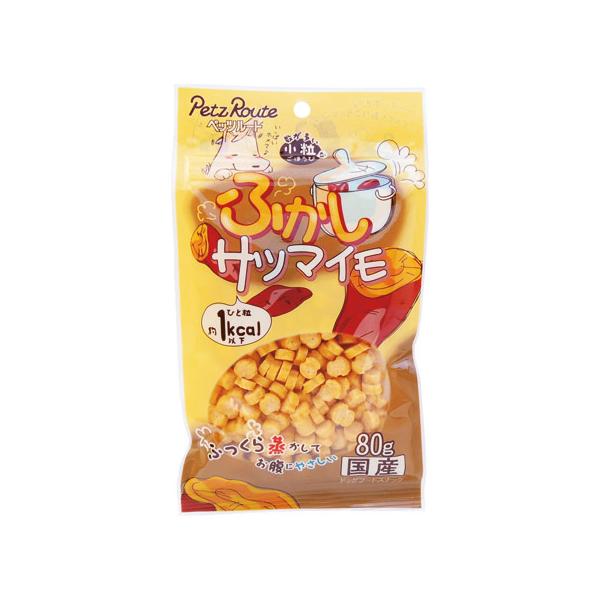 ペッツルート ふかしサツマイモ 85g ふっくら蒸かしてお腹にやさしく仕上げました。 ヘルシーなさつま芋ベースの小粒タイプ！お口が小さな愛犬におすすめです。 ---原産国--- 日本 ---原材料--- 小麦粉、鶏ささみ、さつま芋パウダー、...