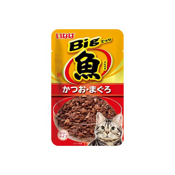 いなばペットフード Bigマルウオ かつお・まぐろ 80g タウリンを含むかつおとまぐろの血合肉をゼリーでコーティング。 ---原産国--- タイ ---原材料--- かつお、まぐろ、増粘多糖類、調味料（アミノ酸） ---成分--- たんぱ...