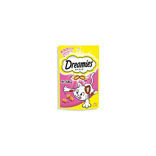 マースジャパン ドリーミーズ かつお味 60g 外はカリッ！中はトロッ！の2層粒と、かつおの風味たっぷりでたまらないおいしさ。 猫ちゃん大喜びのおやつ！ ---原産国--- タイ ---原材料--- 肉類（チキンミール、羊副産物、チキンエキ...