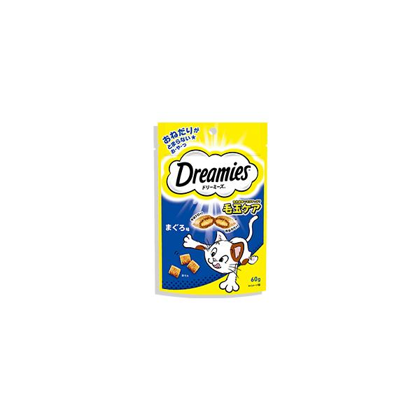 マースジャパン ドリーミーズ 毛玉ケア まぐろ味 60g 外はカリッ！中はトロッ！の2層粒と、猫ちゃんが大好きなまぐろの風味たっぷりでたまらないおいしさ！ 猫ちゃん大喜びのおやつ！食物繊維で毛玉もすっきり。 ---原産国--- タイ ---...