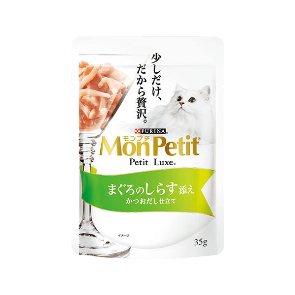 ネスレピュリナ モンプチ プチリュクスパウチ まぐろのしらす添え 35g 厳選されたまぐろにしらすを添え、 海の幸の美味しさたっぷりのかつおだしと一緒にぎゅっとつめこんだ贅沢なメニューです。 ---原産国--- タイ ---原材料--- 魚...