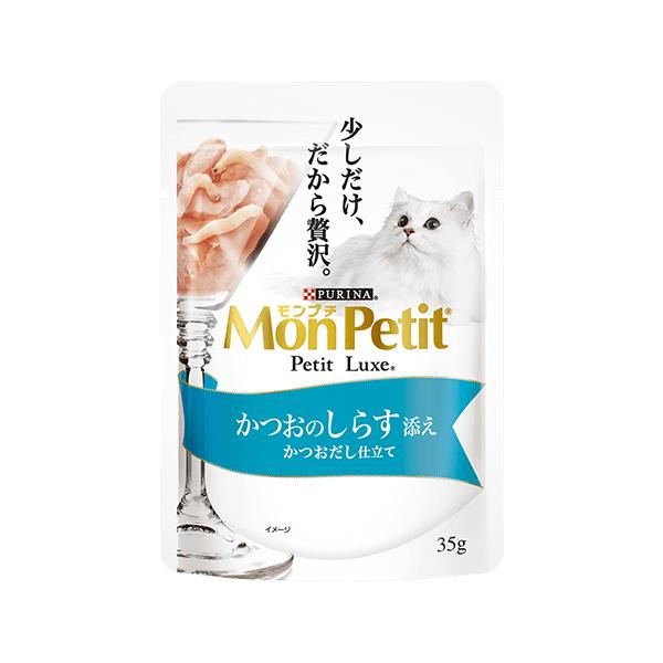 ネスレピュリナ モンプチ プチリュクスパウチ かつおのしらす添え 35g 厳選されたかつおにしらすを添え、 海の幸の美味しさたっぷりのかつおだしと一緒にぎゅっとつめこんだ贅沢なメニュー ---原産国--- タイ ---原材料--- 魚介類(...