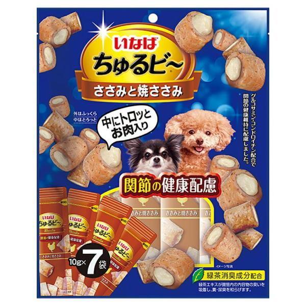 いなばペットフード ちゅるビ〜 ささみと焼ささみ 関節の健康配慮 10g×7袋入 グルコサミンとコンドロイチンを配合し関節の健康維持に配慮。 ---原産国--- 中国 ---原材料--- 鶏肉(ささみ)、鶏脂、でん粉、卵白粉末、かつお節、チ...
