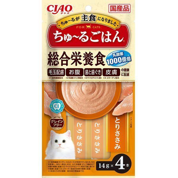 いなばペットフード CIAO ちゅ〜るごはん とりささみ 14g×4本 猫ちゃんに必要な栄養素をバランス良く配合した総合栄養食です。 毛玉、お腹、歯と歯ぐき、皮膚の健康に配慮しました。 ---原産国--- 日本 ---原材料--- 鶏肉(さ...