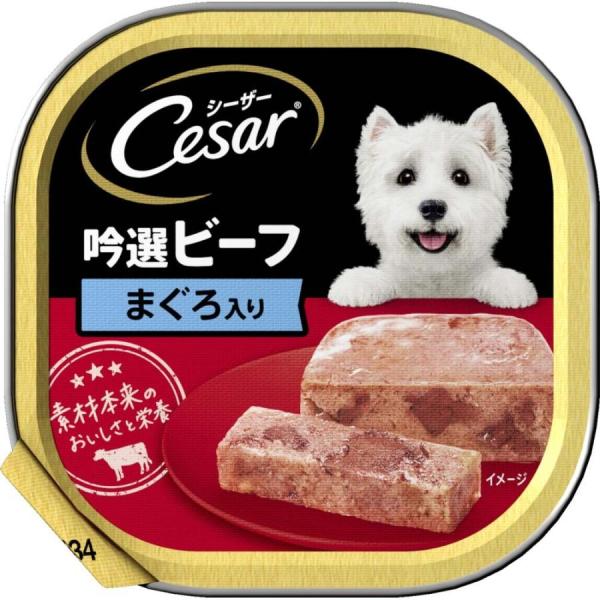 マースジャパン シーザートレイ 吟選ビーフ まぐろ入り 100g 厳選されたビーフに、贅沢にまぐろを加えて、ますますおいしく仕上げました。 ふわふわなローフタイプです。 ---原産国--- オーストラリア ---原材料--- 肉類（チキン、...