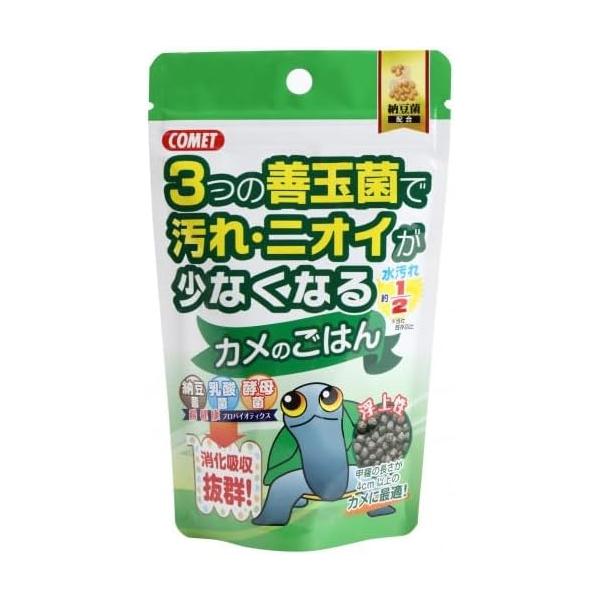 イトスイ コメット カメのごはん 納豆菌配合 40g 納豆菌を配合した、ミドリガメ・ゼニガメなど水棲カメ用のごはんです。 消化吸収を助けて排泄物の分解力を向上。水の汚れや嫌なニオイを軽減します。 カルシウム豊富なエビミールや、健康に育つ各種...