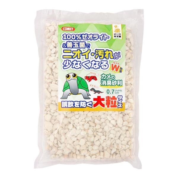 イトスイ コメット カメの消臭砂利 大粒 0．7L 気になるニオイ、汚れが少なくなるカメの消臭砂利です。 天然国産ゼオライト（無着色）を使用しています。 納豆菌配合で腸のバランスを整え、排泄物分解も助けます。 エサの食べ残しや排泄物から出る...