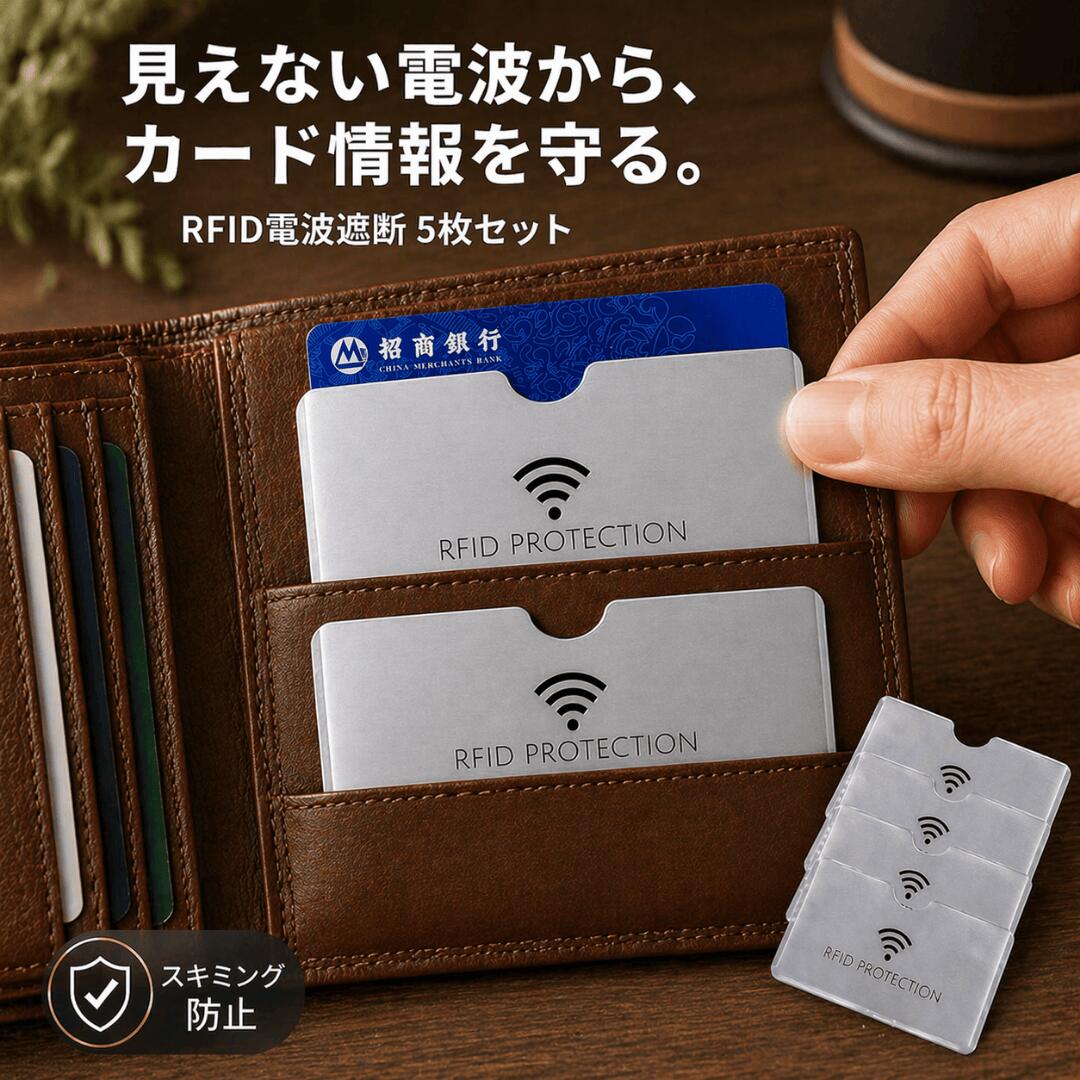 スキミング防止 カードケース マイナンバーカード ケース 磁気防止 カード シート 5枚セット RFID 防犯 旅行 クレジットカード 爆買 スキミング防止 カードケース 5枚 RFID 見えない電波からカード情報を守る、スキミング防止カー...