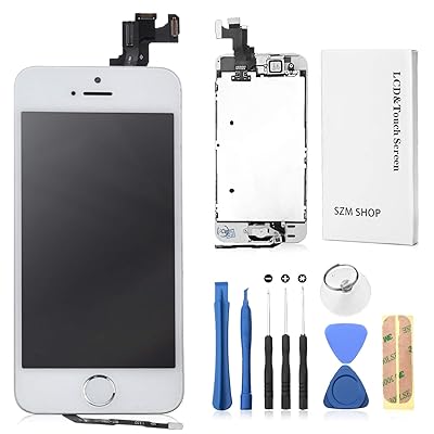 SZM iPhone5S タッチパネル フロントパネルセット 修理交換用フロントガラスデジタイザ LCD 液晶パネルセット（スピーカー +フロントカメラ+ホームボタン付き）(5S白)ブランドSZM色5S白モデル商品説明【商品概要】ホームボタ...