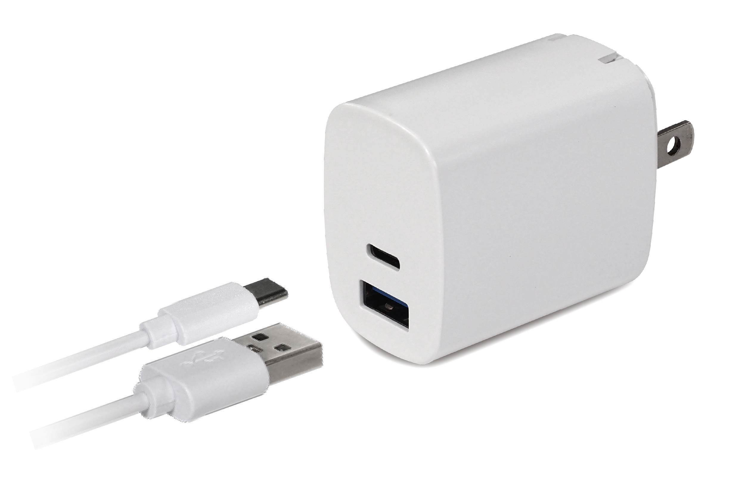 商品名 AC充電器 Type-C USB-A 急速充電 2ポート 商品説明 Type-CとUSB-Aの2ポート搭載AC充電器。最大20W＋18W出力で急速充電が可能。スイングプラグで持ち運び便利、世界対応100-240V仕様。スマホやタブレ...