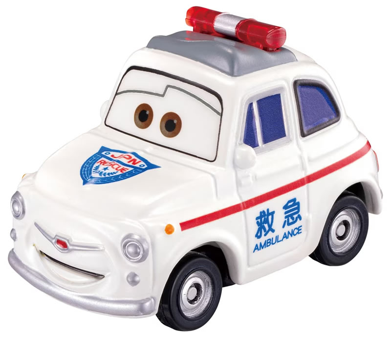 対象年齢 3歳以上　 【材質】 本体：亜鉛合金 タイヤ：PVS シート：PP シャーシ/ホイール：ABS 窓ガラス：PS 他日本の緊急車両をテーマにしたオリジナルシリーズのグイドがカーズ トミカに登場！ ルイジが日本の救急車両のデザインにな...