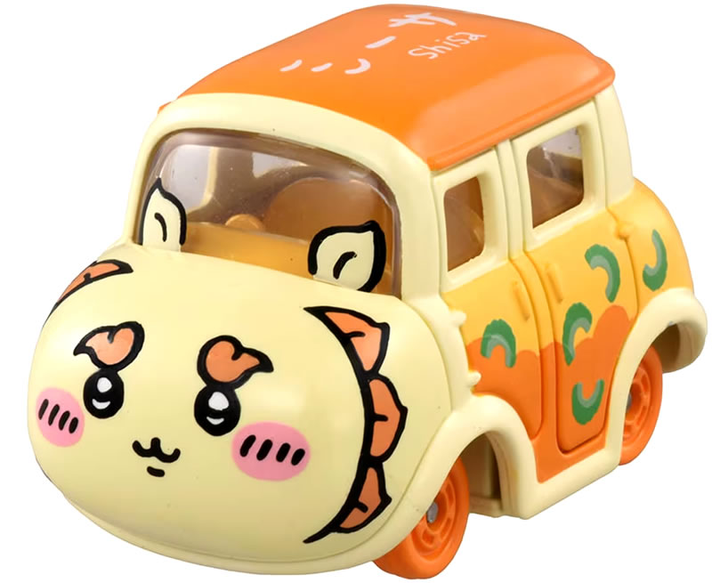 対象年齢 3歳以上　 【材質】 本体：亜鉛合金 タイヤ：PVS シート：PP シャーシ/ホイール：ABS 窓ガラス：PS 他 メーカー：タカラトミードリームトミカに「ちいかわ シーサー」が登場！ サスペンション可動。
