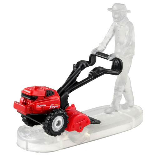 対象年齢 3歳以上　 【材質】 本体：亜鉛合金 タイヤ：PVS シート：PP シャーシ/ホイール：ABS 窓ガラス：PS 他 メーカー：タカラトミーロータリー回転、マッドガード可動、人・台座付。