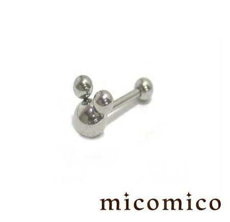 種類：バーベル素材：サージカルステンレス(316Lステンレス)Mキー自身がキャッチになったバーベル。さりげなくていい感じでしょ?!Mキーの顔の大きさが4mmと5mmとあります。耳の部分のボールは3mmになります。