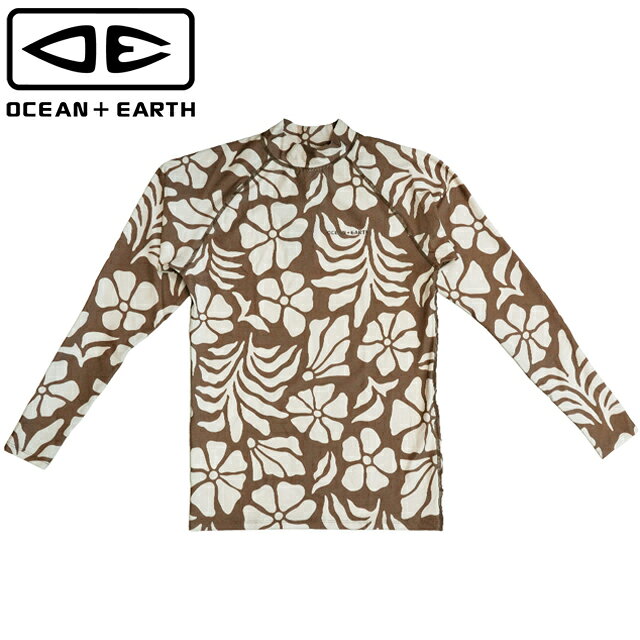 O&E LADIES WAVES L/S RASH GUARD HAZELNUT FLOWER ラッシュガード レディース ハイネック ラッシュガード ・ロングスリーブ ・50+ UVプロテクション ・身体にフィットするデザイン ・フラット...
