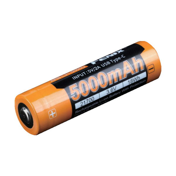 特長●FENIXブランド充電式LEDライト専用充電池です。仕様・規格●上限充電電圧：3.6V●外径(mm)：21.5●呼称：21700型●全長(mm)：76●容量：5000●21700型●マイクロUSBインターフェース●容量：5000mAh...