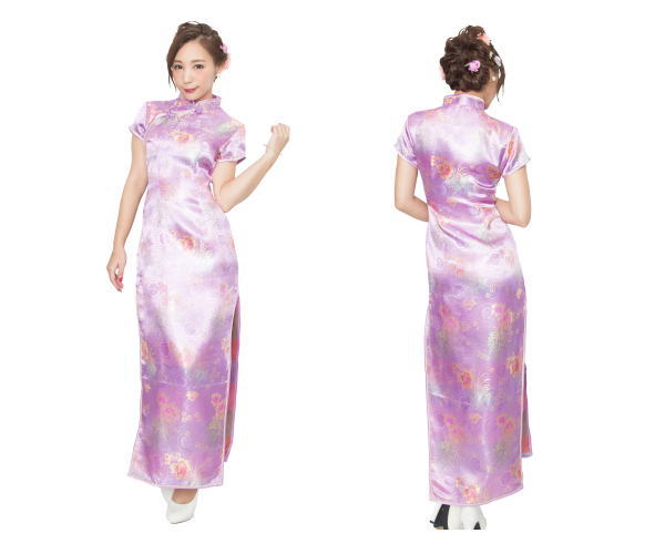 ■説明■ 【レディ】 ロングチャイナ 花 薄紫 【M】【チャイナ服】 【チャイナガール】【ガール】【ハロウィン】 【衣装】【仮装】【コスプレ】【コスチューム】 【イベント】【宴会】【パーティ】【集団】 【集団仮装】【集団コスプレ】【かわいい...