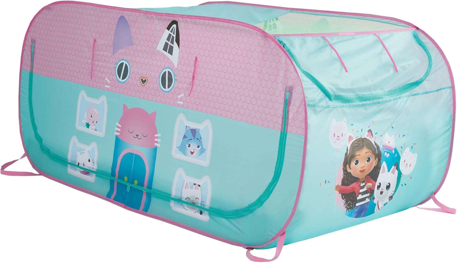 ギャビーのドールハウス 2in1 ポップアッププレイテント＆ベッドテント キッズ用 床でもベッドでも使える2in1仕様のプレイテント。ギャビーや仲間たちが描かれたドールハウスの世界観で、お子様だけの特別な遊び空間とリラックススペースを作るこ...