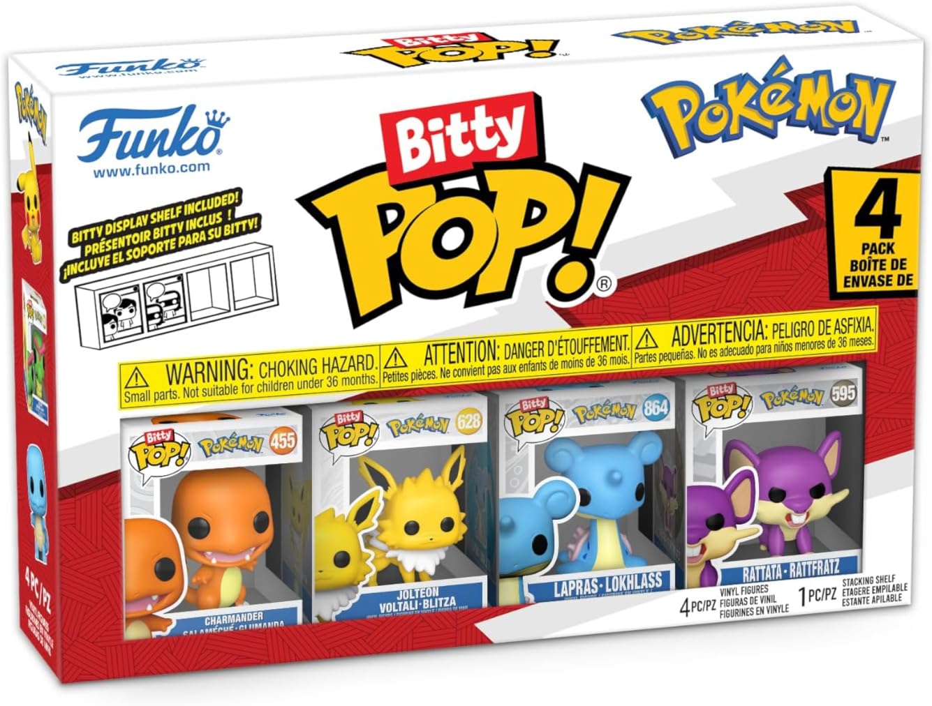 Funko Pop! Bitty ポケモン ミニフィギュア 4体セット ヒトカゲ／サンダース／ラプラス／コラッタ｜0.9インチ｜積み重ね式ディスプレイケース付き｜コレクター向け Funkoの人気シリーズ「Bitty Pop!」から、ポケモン...