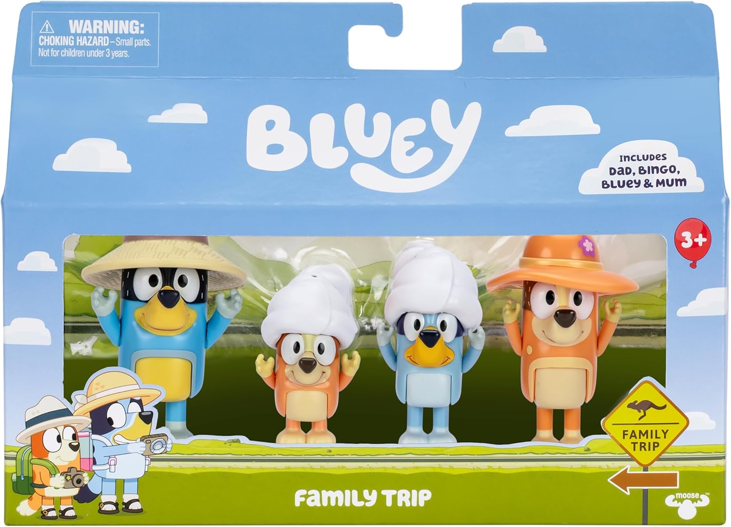 Bluey ファミリー トリップパック フィギュア4体セット ブルーイ・ビンゴ・バンディット・チリ｜可動フィギュア｜幼児向け ブルーイと家族の楽しいお出かけシーンを再現できる、ファミリートリップテーマのフィギュア4体セット。番組の思い出のシ...