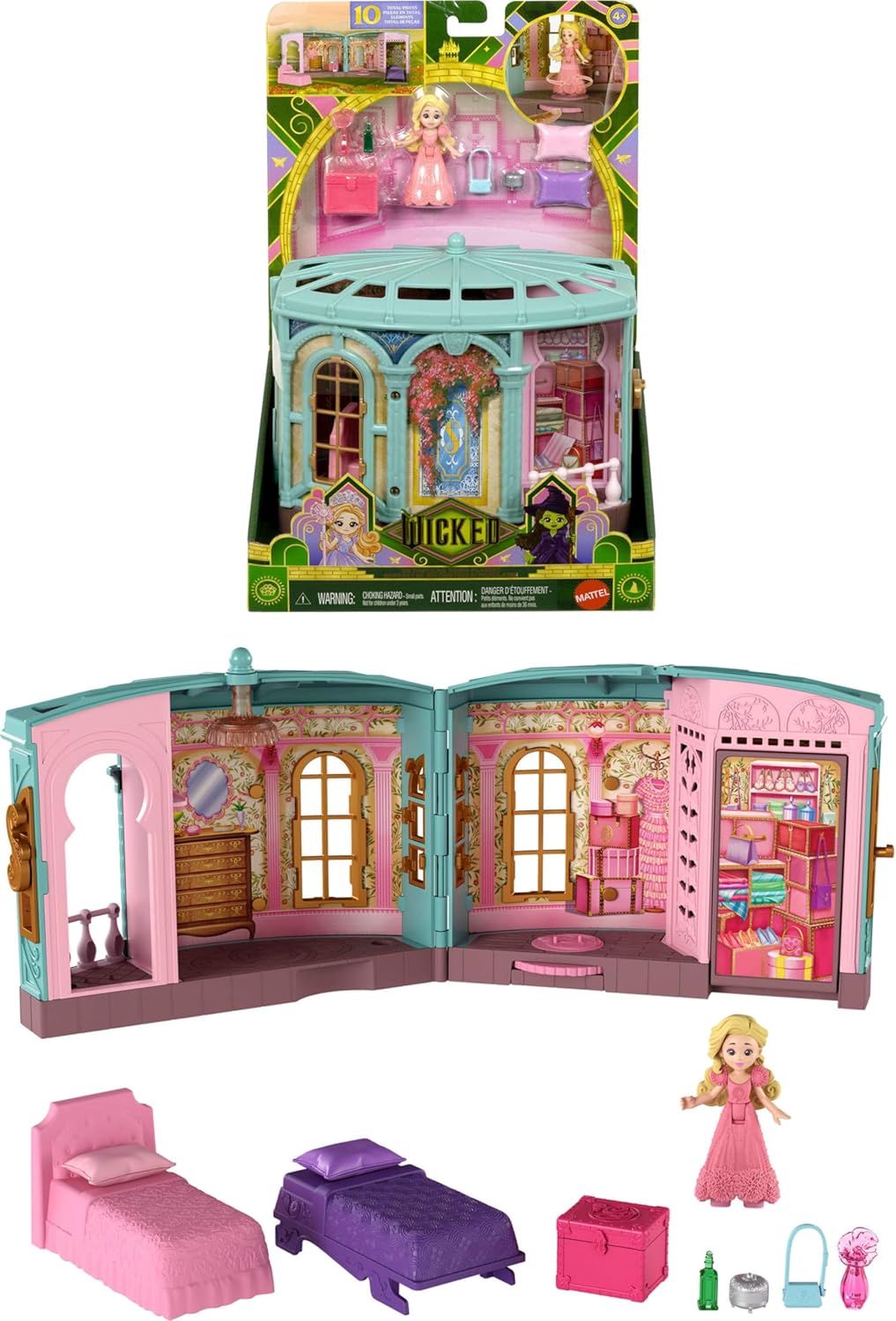 マテル・ユニバーサル・ピクチャーズ ウィキッド ソー・ポピュラー・ドーム スモールドールプレイセット （プレイスペース3つ＋アクセサリー9個付き）｜4歳以上 映画『ウィキッド』からインスピレーションを得たスモールドール用プレイセット。グリン...