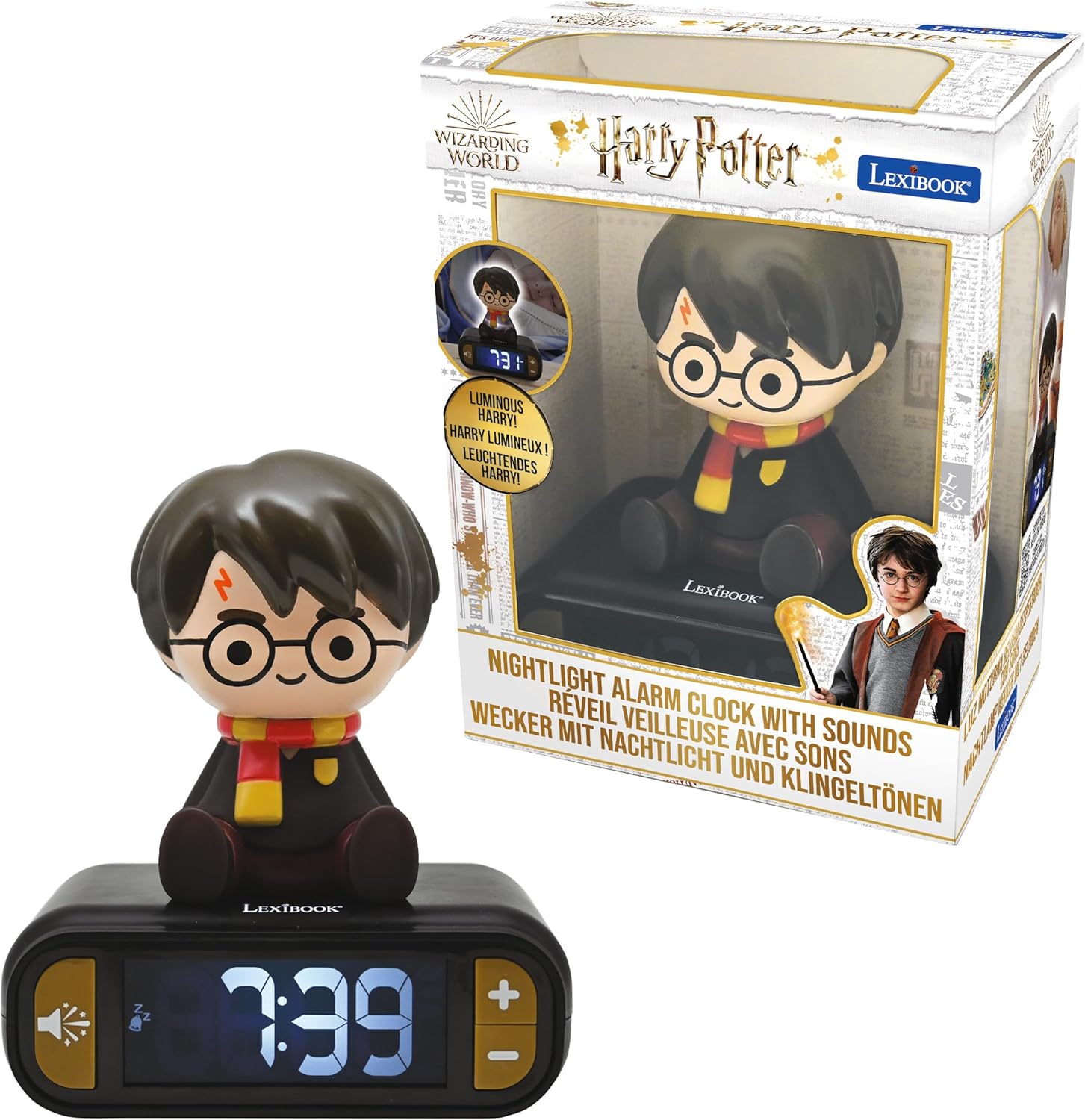 ハリー・ポッターのキャラクターをモチーフにした、ナイトライト機能付きの子供用デジタル目覚まし時計です。ボタンを押すとハリー・ポッターが数分間光り、就寝前や夜間のやさしい明かりとして使えます。LCDバックライト画面で時刻が見やすく、魔法をテー...