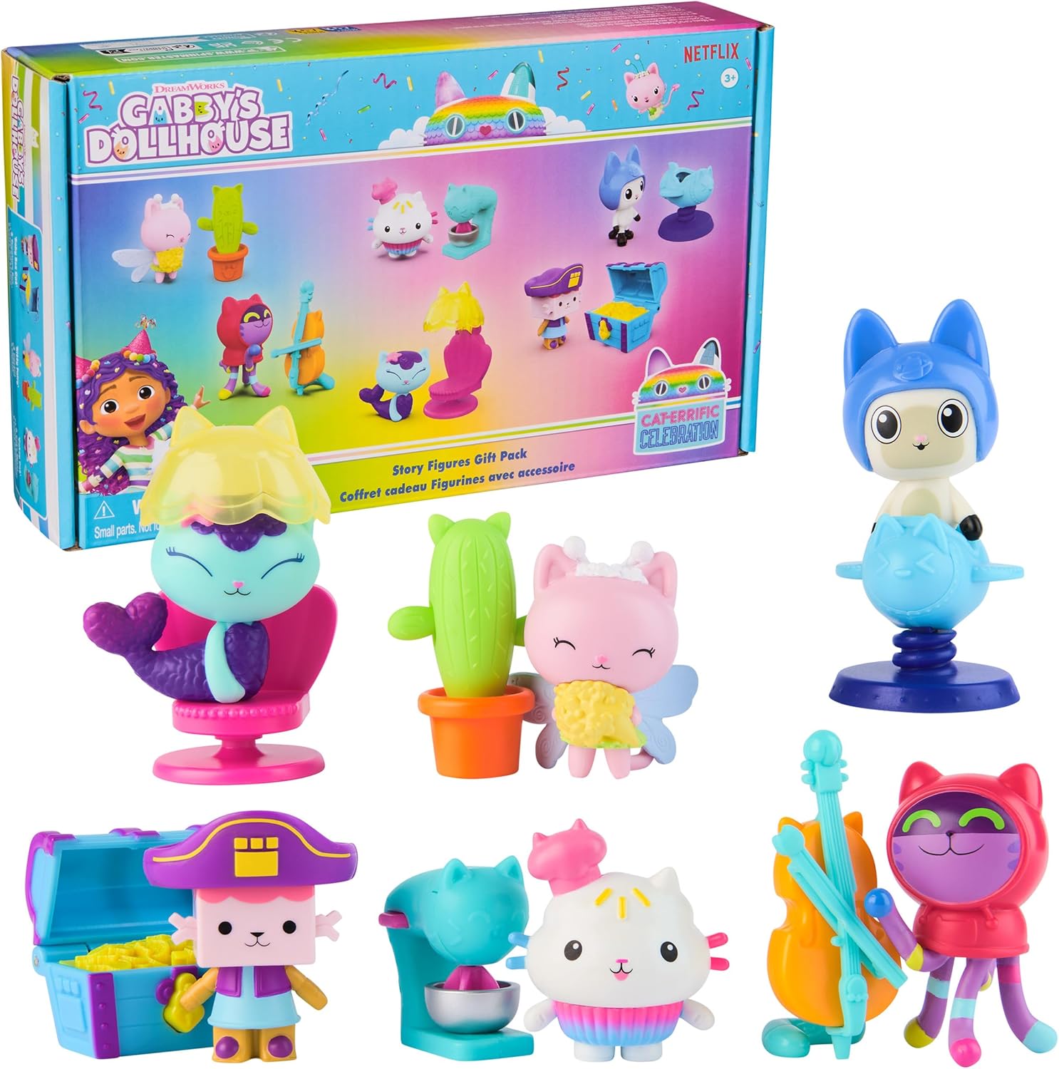 ギャビーのドールハウスの世界を広げて遊べる、フィギュアとアクセサリーがセットになったストーリーフィギュアギフトパックです。フィギュア6体とドールハウス用アクセサリー6個が入っており、番組のシーンを再現したり、オリジナルの物語を作ったりと、ご...
