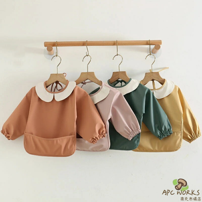 商品説明 商品内容 お食事エプロン 素材 ポリエステル (防水PUレザー 100% polyester recycled 生産国 中国 サイズ S:身幅34cm,バスト30cm,袖丈33cm,参考月齢:6ヶ月〜12ヶ月 M:身幅38cm,バ...