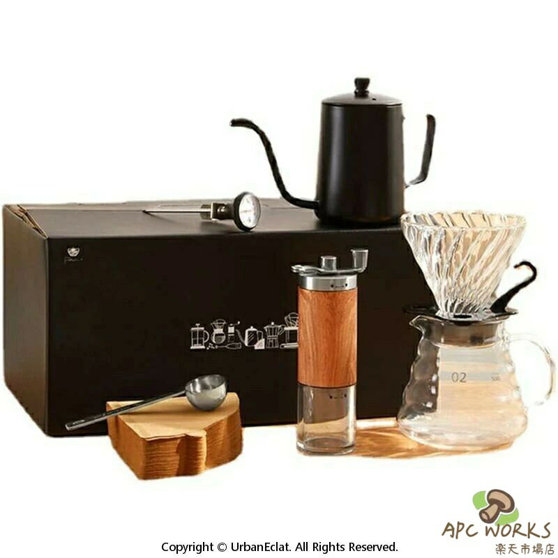 商品説明セット内容：手挽きコーヒーミル、ドリッパー、サーパー、ペーパーフィルター100枚、ポット、スプーン、温度計【高品質グラスジャグ】：ガラスジャグは、高温低温に強い高品質の高ホウケイ酸ガラスを使用しており、お茶や飲み物の醸造にも使用でき...