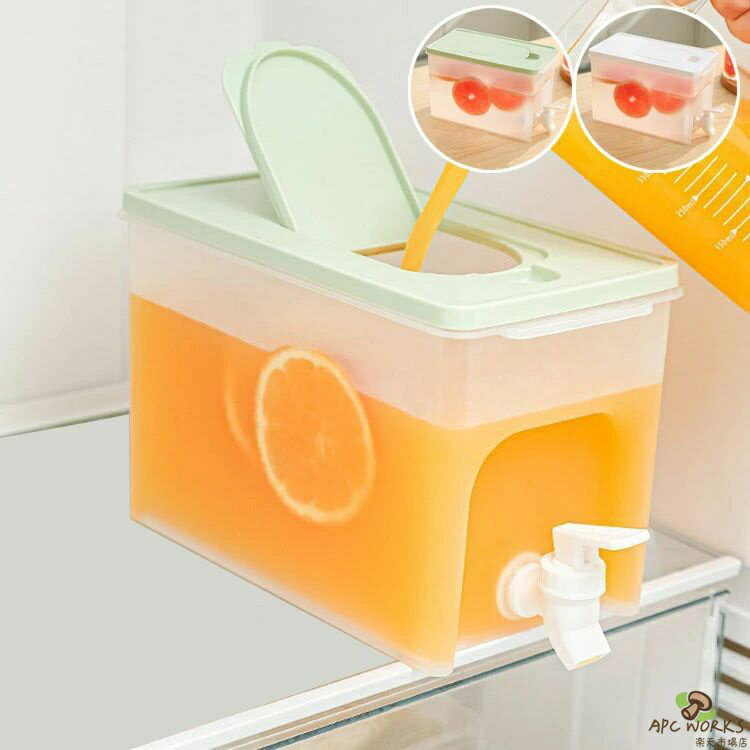 【商品コード】:y497241 【素材】：PP 【カラー】：グリーン、ホワイト 【サイズ】：25.5*13.5*15.5cm 【容量】：4L 【ガイド】 ※冷蔵庫に入れるのはおすすめです。 ※蛇口があるので、ビールやジュースなどの飲料水を注...