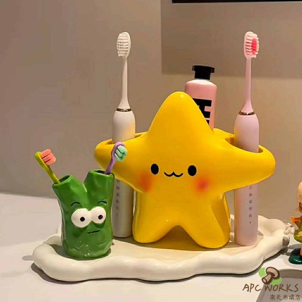 電動歯ブラシスタンド 漫画の星型 ネギの型 可愛い 浴室 カウンタートップ用 歯ブラシラック 浴室 机上飾り 収納ラック 防水 愛らしい星型/ネギの型のデザインのブラシスタンド！ 愛らしい星型/ネギの型のデザインは日常生活に楽しさと暖かさを...