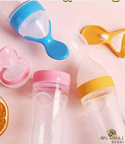 【2個セット】ベビースプーン 離乳用 哺乳瓶 離乳食器 離乳スプーン 食べさせやすい スプーン付き やわらかい シリコン素材 スプーンヘッド フィーディングボトル 便利な赤ちゃん米穀物スプーン食器 離乳ボトル 吸って飲むのが苦手な子にもおす...