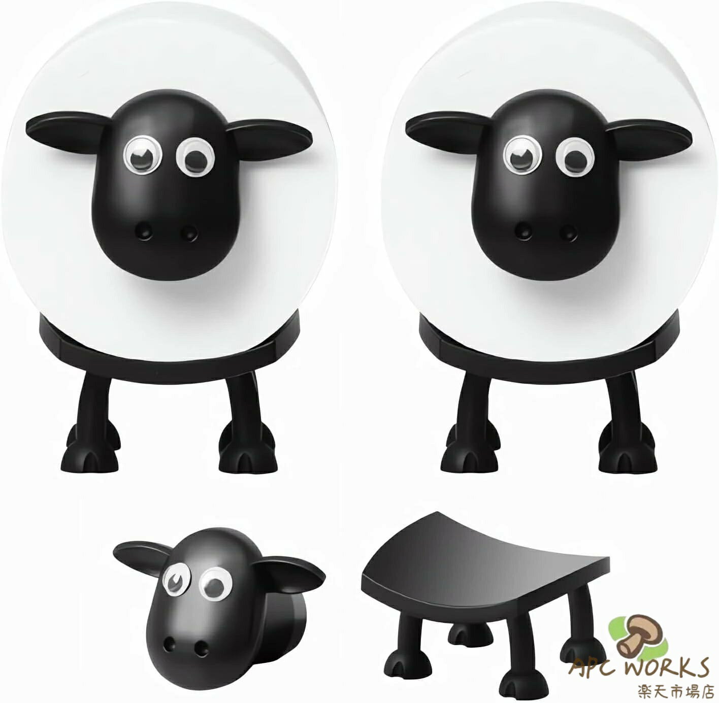 【商品コード】：y813633 【カラー】 ブラック 1点セット、2点セット、3点セット 材質: 樹脂 原産国 : 中国 【この商品について】 【かわいい羊のデザイン 】精巧な職人技で作られた羊のトイレットペーパーホルダーはその愛らしい外観...