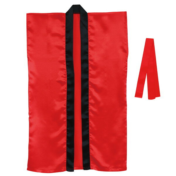 サテンロングハッピ(ハチマキ付) 赤 M肌触りがよく、光沢のあるサテン製のロングハッピ！商品説明肌ざわりの良いサテン生地を使用したロングタイプのハッピです。サテン特有の光沢のあるきれいな色で、応援や演舞などを華やかに演出します。ハチマキ付き...