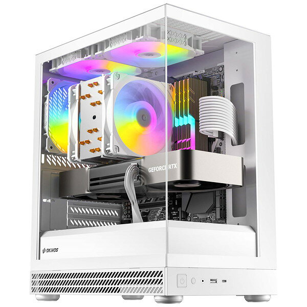 Okinos Aqua UNO製品特徴120 mm ARGBファン3個標準搭載のミニタワーPCケース Aqua UNO（アクア ウノ）は、120 mm ARGBファン3個を標準搭載したミニタワーPCケースです。 前面、側面はピラーレス式ガラ...