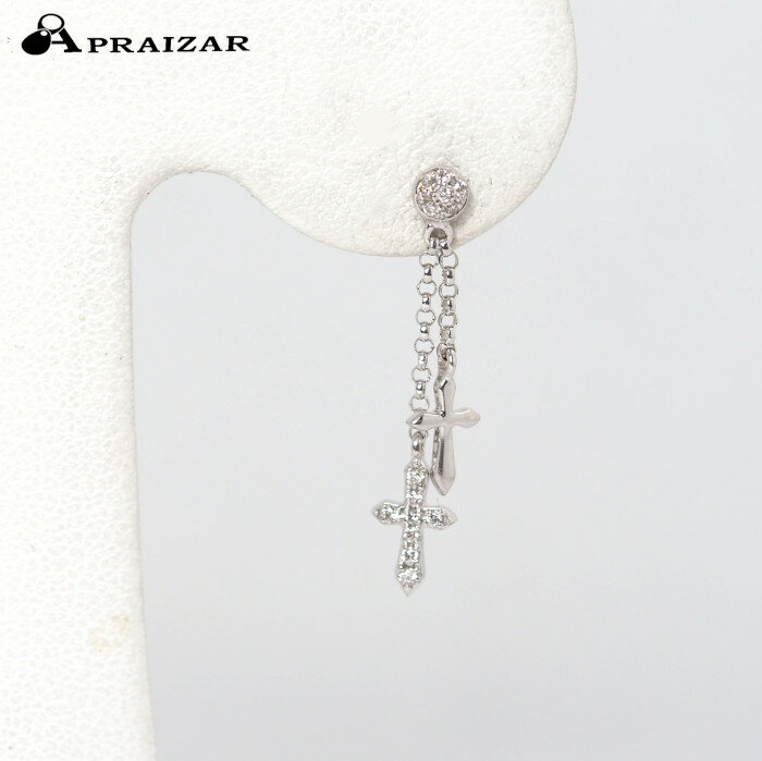 商品説明 ダブルのクロスが洗練されたピアスです。揺れ動くたびにダイヤが煌めき、さり気なく女性らしさを引き立ててくれます。片耳用ピアスです。ホワイトゴールドに若干の小キズ程度の綺麗な商品です。 コメント ※写真にて状態をご確認くださいませ。 ...